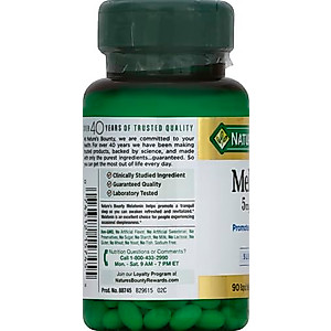 Nature's Bounty Melatonin, 100% Drug Free Sleep Aid, Dietary Supplement, Promotes Relaxation and Sleep Health, 5mg, 90 Softgels (Pack of 2)
