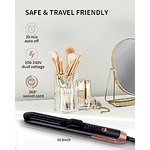 SAVSOW Curling Iron Airflow Styler, Hair Straightener and Curler 2 in 1, Ceramic Flat Iron Curling Iron with 360° Cooling Air Vents Dual Voltage