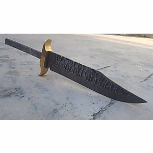 Unique Blades DAMASCUS STEEL FULL TANG/FLINT KNAPPED FINISH/BLANK BLADE FOR KNIFE MAKING