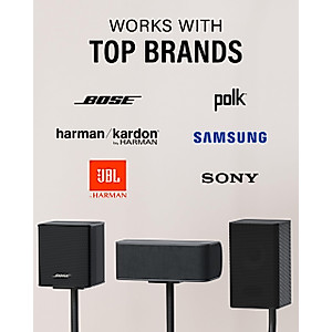 Sanus Adjustable Height Speaker Stand - Extends 28" to 38" - Holds Satellite & Small Bookshelf Speakers (i.e. Bose, Harmon Kardon, Polk, JBL, KEF, Klipsch, Sony and Others) - Set of 2 - Model: HTBS