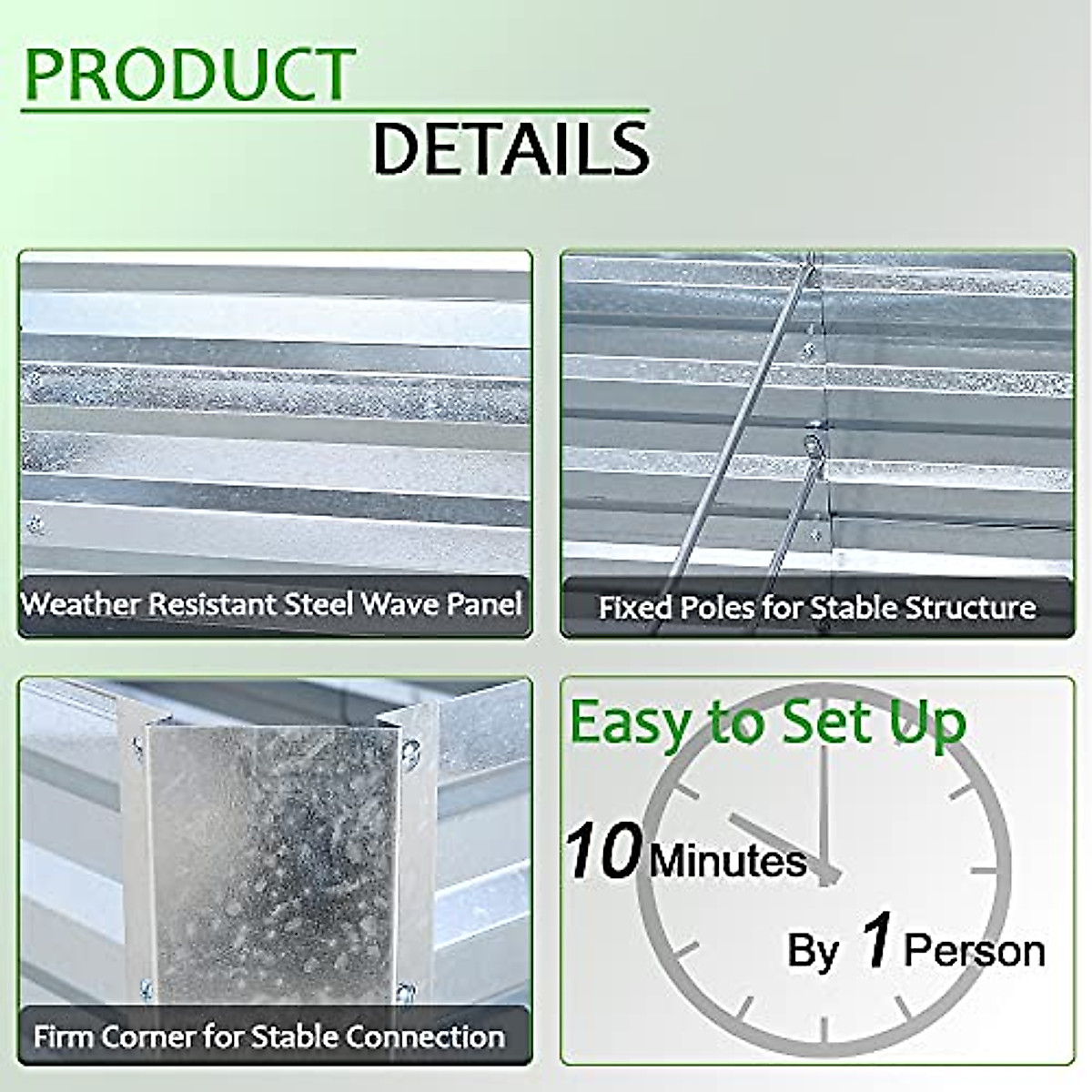 FORTUNO 8x4x1.9 FT Galvanized Raised Garden Bed Box 96"x47"x22.4" -Large Metal Outdoor Flower Bed Steel Patio Ground Planter for Planting Vegetables and Herbs, Silver