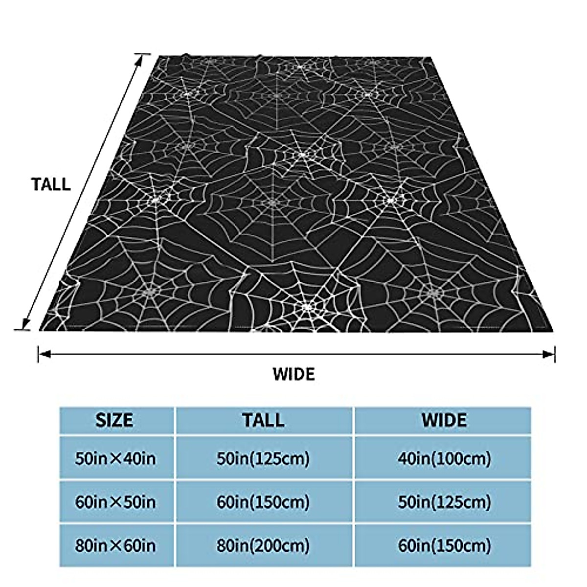 Annalice Spider Cobweb Spiderweb Halloween Goth Pattern Flannel Fleece Blanket Ultra-Soft Fluffy Warm Throw Blanket for Couch Bed All Seasons Suitable for Women, Men 50*40inch