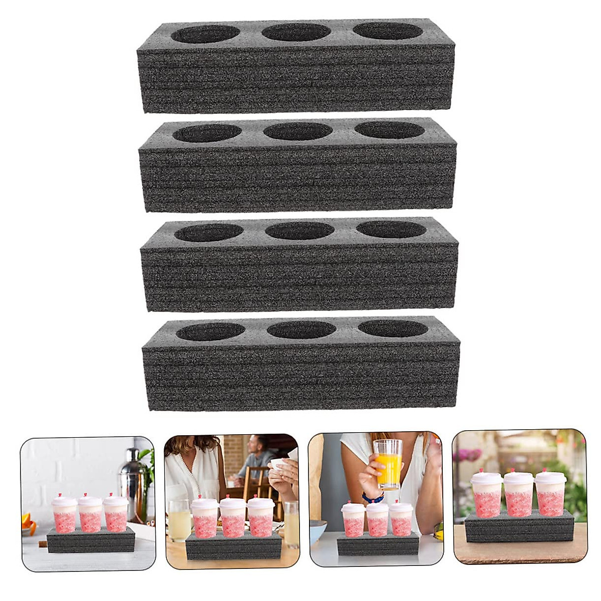 8 Pcs Milk Tea Drink Cup Holder Takeout Car Cup Tray Cup Holder Glass Holder Drink Carry Tray Cardboard Drink Carrier Take Out Cup Holder Coffee Porous Pearl Cotton Milk re-usable