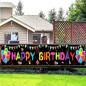 Happy Birthday Yard Banner 118x19.7 inches, Happy Birthday Decorations, Large Happy Birthday Yard Sign Backdrop, Birthday Party Outdoor & Indoor Decoration Banner