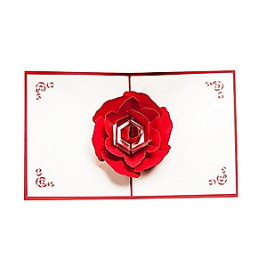HUNGER Handmade 3D Pop Up Rose Flower Birthday Cards Creative Greeting Cards Papercraft (ROSE)