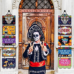Day of the Dead Decoration Dia de los Muertos Banner Cinco De Mayo Door Porch Banner Sign Halloween Sugar Skull Party Hanging Decor Sugar Skulls and Skeletons Mexican Days of the Dead Party Decoration
