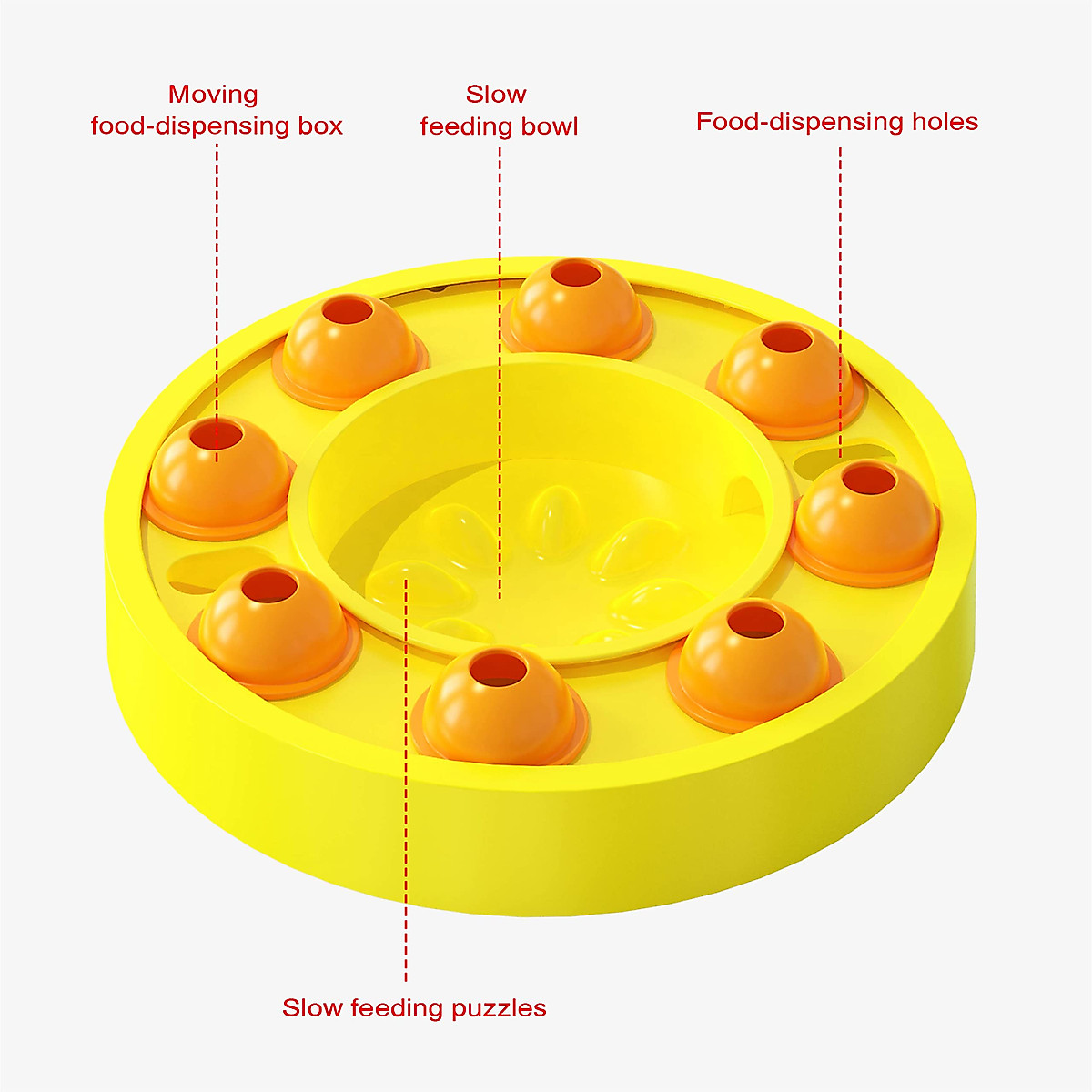 Dog Puzzle Toy Dog Treat Puzzle Interactive Dog Puzzle Toys for Smart Dogs Feeding Dispenser Slow Food Feeder Slow Feeder Dog Bowls (Yellow)