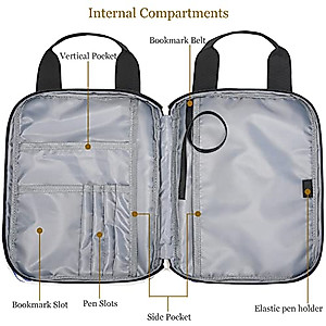 DSIUE Bible Cover for Kids Boys Book Carrying Case Scripture Bag with Handle Pockets Childrens Teens Church Bag Camo Blue