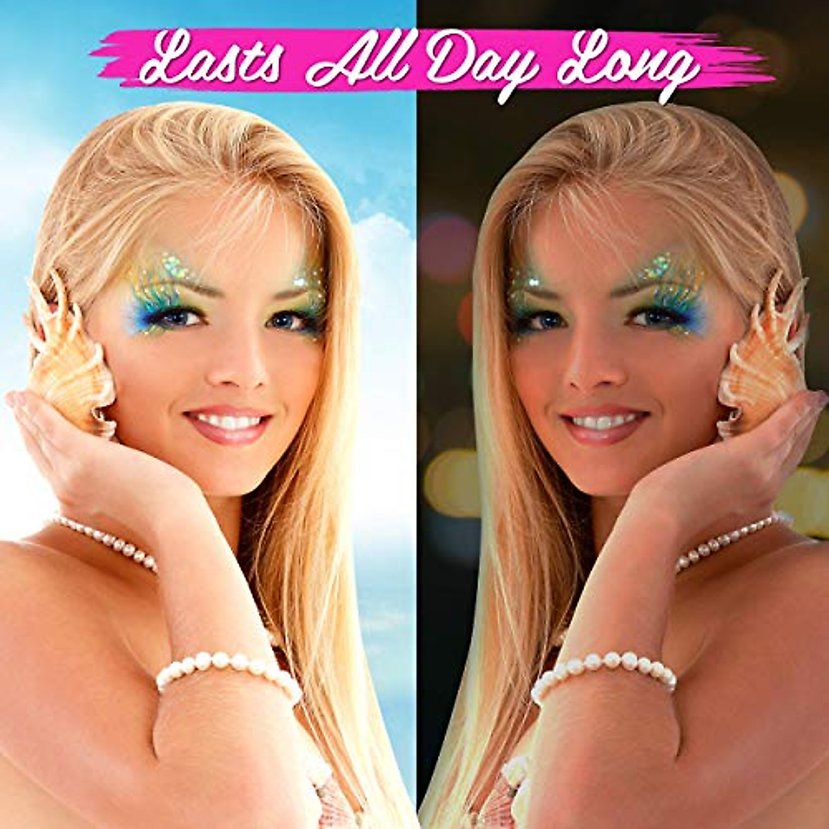 The Original Mermaid Glitter Eyeshadow Palette (32 Colors) - 21 Pressed Glitters, 6 Shimmery & 5 Matte Shades - Highly Pigmented - Waterproof & Long-Lasting (Mermaid)