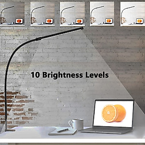 LED Desk Lamp, Touch Control Desk Lamp with 10 Levels Brightness, Dimmable Office Lamp with Adjustable Arm, 11" Wide Office Eye Protection Light 900LM Large Bright Desk Lights with Stepless Dimming