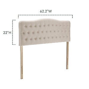 Iroomy Upholstered Queen Headboard, Button Diamond Tufted Headboard with Adjustable Height and Solid Wood Leg, Linen Fabric Padded Headboard for Queen Size Bed, Mordern Head Board, Beige