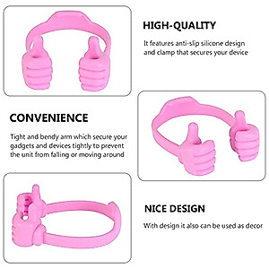 Mipcase Thumbs up Cell Phone Holder Lazy Mobile Phones Stand with Hand Holder Multi-Angle Desktop Tablet Cellphone Thumb Holder for Tablet Smarts Cellphone Travel Pink