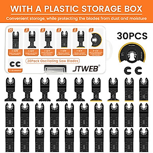 JTWEB 30PCS Oscillating Saw Blades Titanium Oscillating Multitool Blades, Universal Quick Release Multi Tool Blades Kits Wood and Metal Plastics Cutting for Bosch Ryobi Milwaukee Fein
