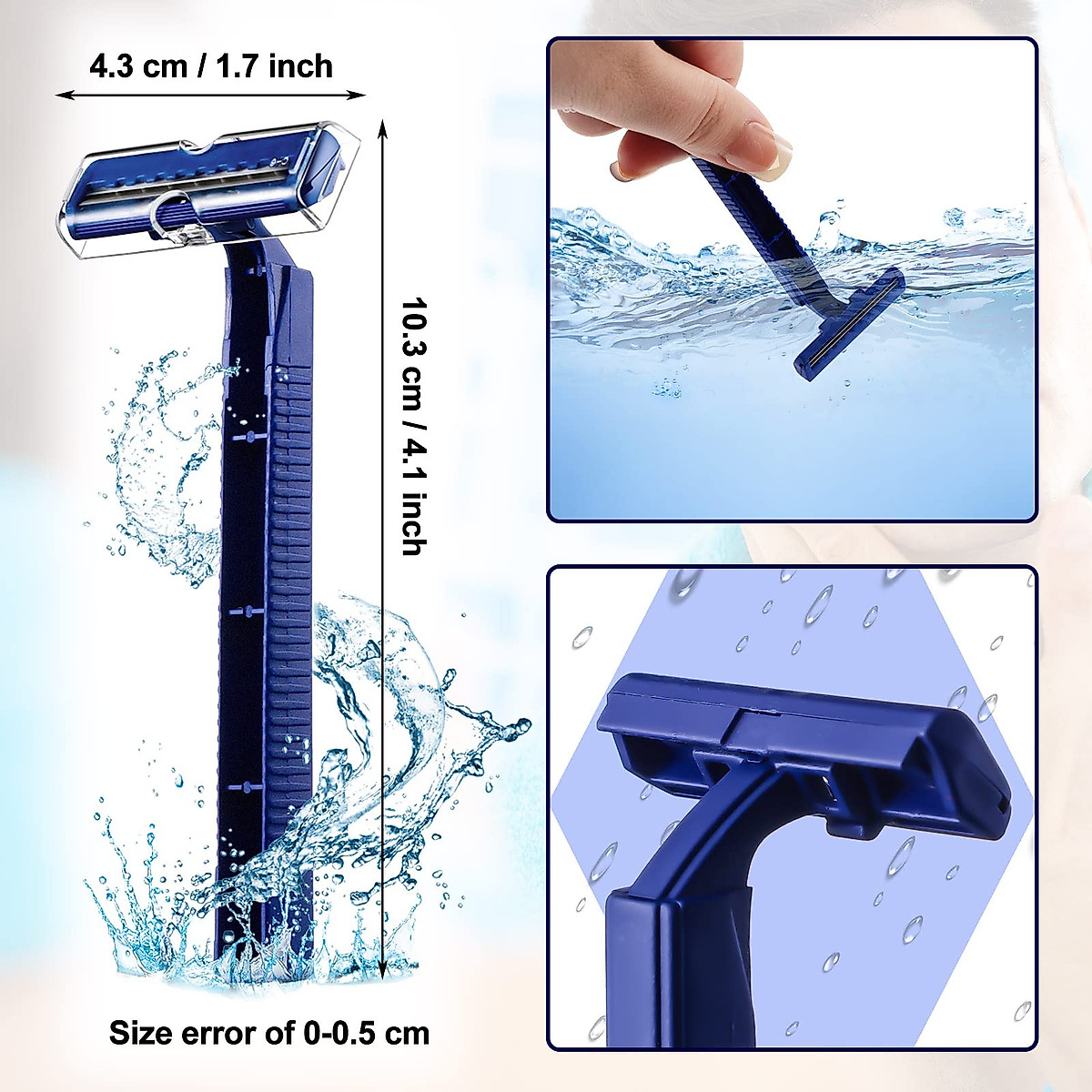 30 Pieces Disposable Razors Bulk Individually Wrapped Disposable Safety Razor Twin Blade Razors with Clear Safety Cap for Travel Hotels Motels Beauty Salons Homes