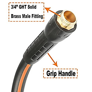 EADUTY Hybrid Lead In Garden Hose 5/8 IN. x 6 FT, Heavy Duty, Lightweight, Flexible with Swivel Grip Handle and Solid Brass Fittings, Gray+Orange