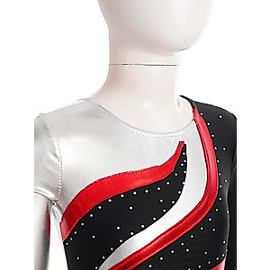 LiiYii Girls Tank Ballet Unitard Long Sleeve Camisole Gymnastics Leotards Dance Wear Biketards with Shorts Red 8 Years