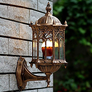 DONSU Retro Classic Garden Wall Lantern, Path Lamp,Wall Mount, Sconce,Outdoor Garden Lamp Sconce Exterior Wall Light Fixture Retro Aluminum Lantern for The Home/Hotel/Corridor Decorate Wall Ligh