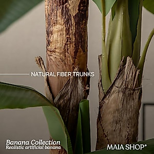 Maia Shop 4ft Artificial Banana Tree, Fake Plants for Home Decor, Natural Wood Trunk