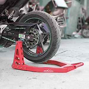 Ruedamann 550 lbs Capacity Motorcycle Stand,Adjustable 9.8"-13.8"W Motorcycle Rear Lift,Motorcycle Storage Lift Stand, Wheel Lift Stand for Sport Bikes,Dirt Bikes,Rear stand, Red