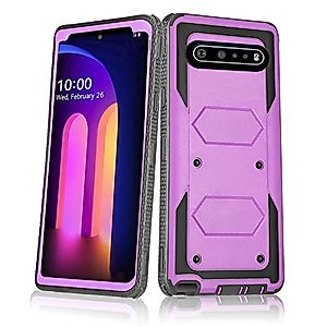Asuwish Phone Case for LG V60 ThinQ V60ThinQ 5G G9 Thin Q Cover Hybrid Rugged Shockproof Hard Drop Proof Full Body Protective Heavy Duty Mobile Cell Accessories LGV60 V 60 60ThinQ 60V Women Purple