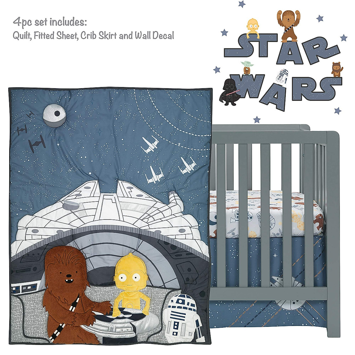 Lambs & Ivy Star Wars Signature Millennium Falcon 4-Piece Baby Crib Bedding Set