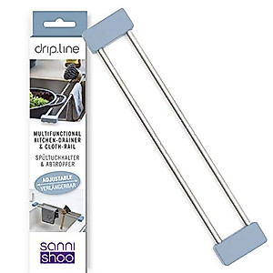 Sanni Shoo drip.line Pure - Adjustable Drip Tray - Practical, Multifunctional Kitchen Rack for Storing Dishcloths and Brushes - Drip Drying Bottles - Heat-Resistant (Ocean, Pure)