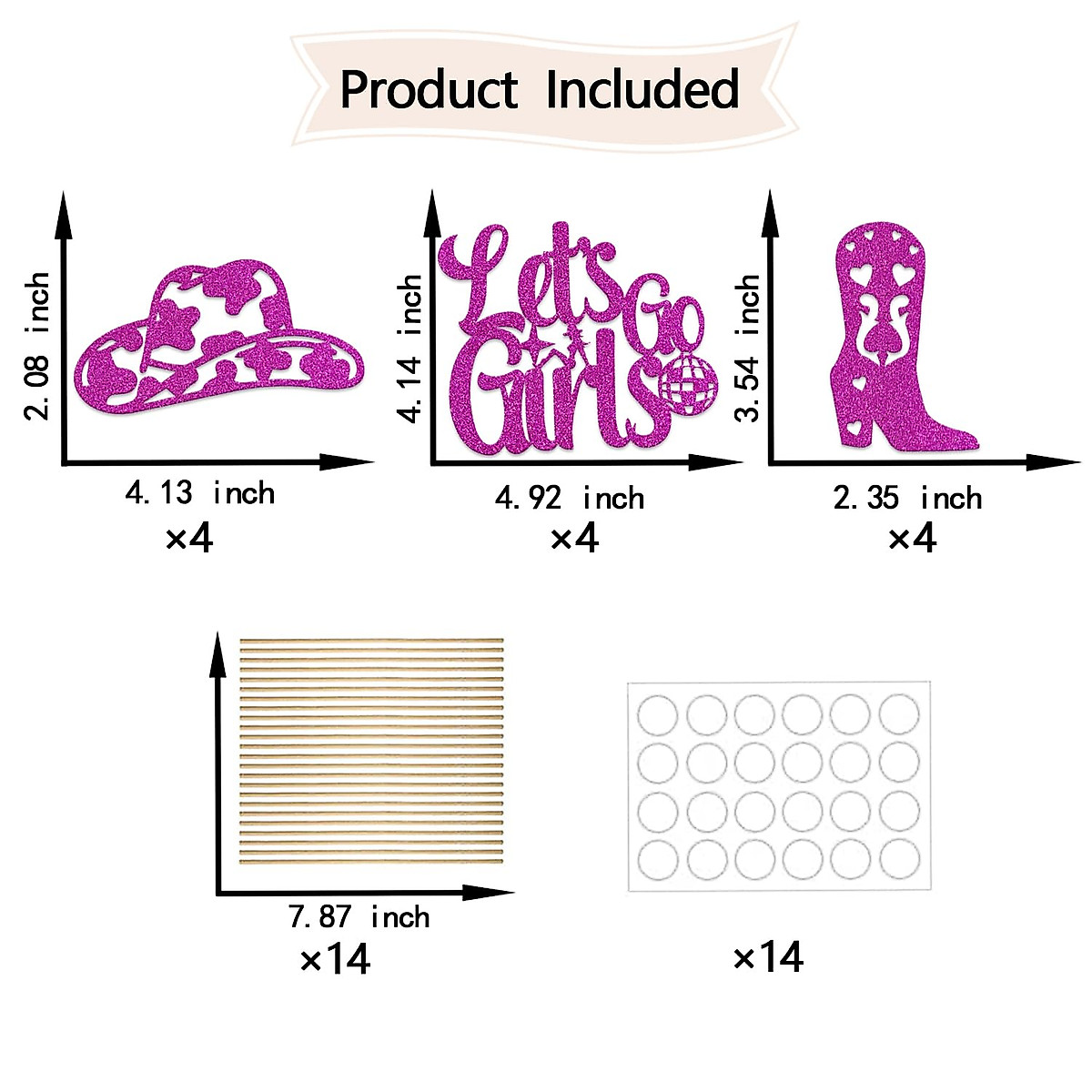 Let's G* Girls Centerpiece Sticks, Cowgirl Theme Birthday Party Decor, Disco Cowgirl Bachelorette Party Decorations, Nashville Last Rodeo Last Hoedown Party Supplies Rose Red 12 Pieces