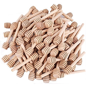 Lawei 100 Pack Mini Wooden Honey Dipper Sticks - 3 Inch Honey Dippers Server for Honey Dispense Drizzle Honey and Wedding Party Favors