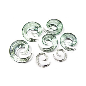 Urban Body Jewelry Pair of 1/2" Gauge (12mm) Glow in The Dark Glass Spiral Plugs