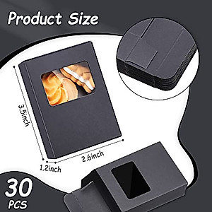 30 Pieces Soap Packaging Boxes Paper Soap Box Kraft Soap Box with Window Rectangle Window Gift Box for Homemade Soap Making Supplies Party Favor Treats Wrapping Packaging, 3.5 x 2.6 x 1.2 Inch (Black)