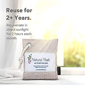 Natural Peek Bamboo Charcoal Air Purifying Bag – Natural Odor Eliminator and Moisture Absorber for Home and Car - Breathe Fresh air, Chemical Free and Fragrance Free Purifier (4x200g)