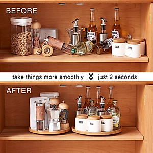 12” Lazy Susan Organizer for Kitchen, Oak Wood Lazy Susan Turntable for Cabinet Pantry Table Organization