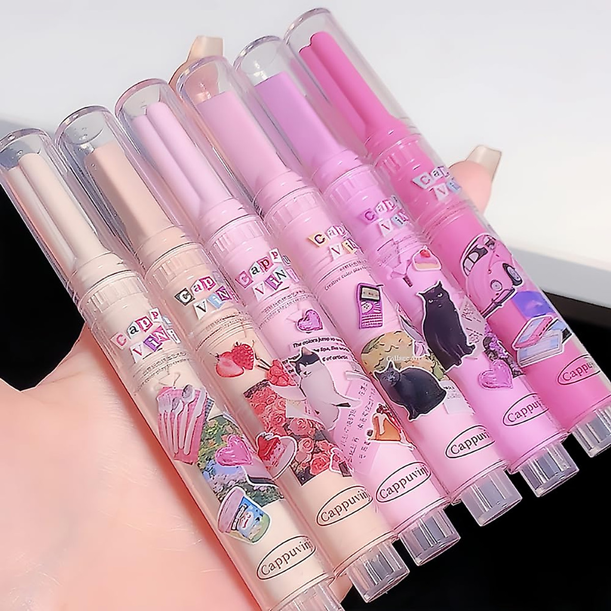 Petansy 6 Colors Jelly Lipstick Heart Shape Lipstick Set Plumping Serum Lip Balm Ultra Hydrating Smooth Lip Gloss for Women Makeup (6 Colors/Set)