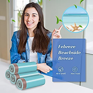 JOYEUX 4 Gallon Small Trash Bags, No-Tearing Drawstring Garbage Bags for Bathroom Kitchen, Febreze Beachside Breeze, 60 Count