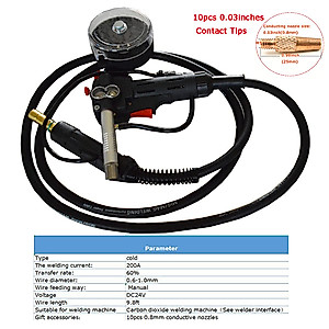 PreAsion Aluminum Spool Gun Fit Spoolmate 100 Series Miller Millermatic 180/300371 Millermatic 140 180 211 with 10pcs Contact Tips Welding Torch Welding Machine with 9.8ft Cable DC24V