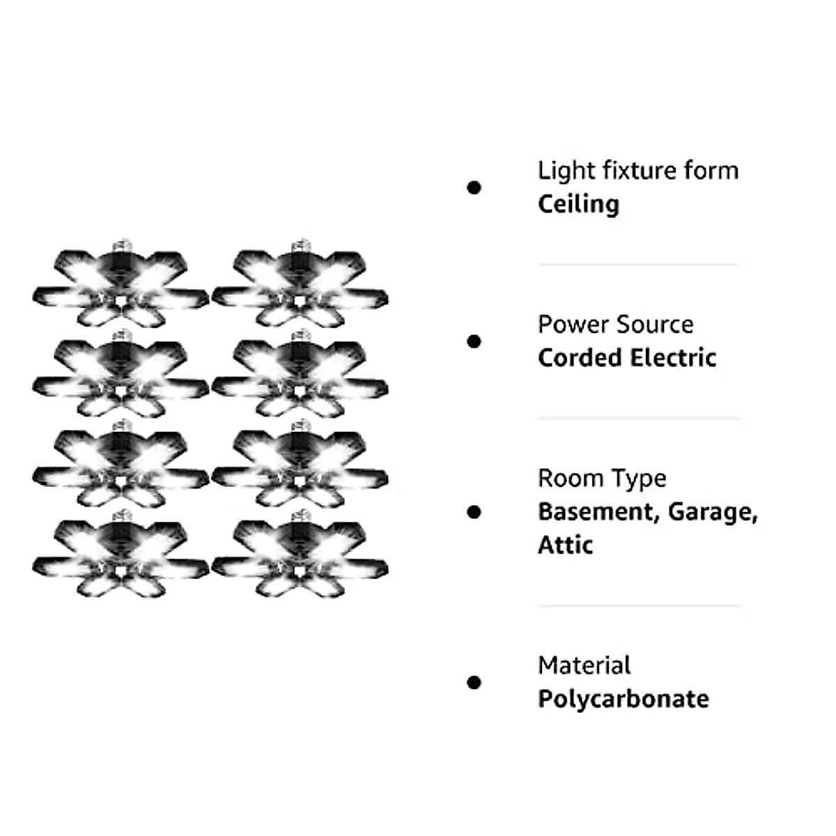 DAJOUJS 8 Pack LED Garage Lights 120W LED Shop Light with 6 Ultra Bright Adjustable Panels Led Lights for Garage Light Deformable Ceiling Lights for Garage Attic Basement E26 E27 Base
