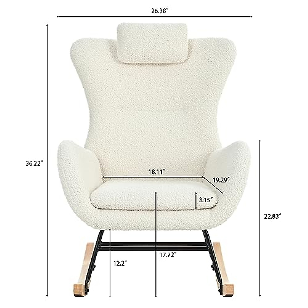 Morhome Upholstered Nursery Rocking Chair-Comfy Glider Rocker with Padded Seat, High Backrest, and Armrests for Living Room Bedroom Offices, White