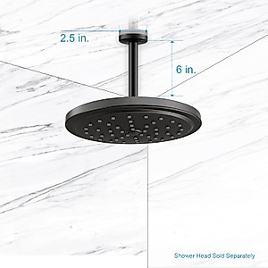 OFFO Shower Arm with Flange 6 Inches Ceiling Mount Replacement Rain Shower Head Straight Arm Ceiling-Mounted For Fixed Shower Head & High Pressure Rain Matte Black