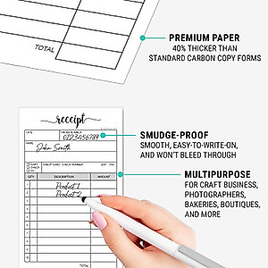 321Done Receipt Pad, Made in USA - 3.4x5.5 Handheld 2-Part Carbonless, Carbon Duplicate Copy Sales Order Form, Invoice Booklet, Cute Convenient for Small Boutique Business - 50 White/Yellow Sets