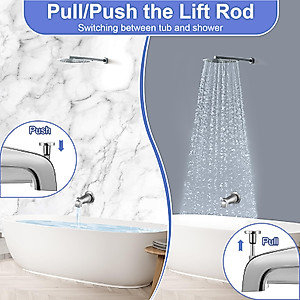 Enhon Tub Spout with Diverter, Universal Fits 1/2'' Copper Pipe, 1/2'' IPS and 3/4'' IPS, Bathroom Bathtub Tub Faucet Replacement with Adapters (Brushed Nickel)