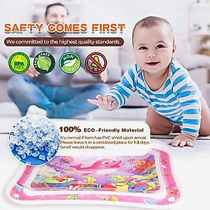 Hitituto Inflatable Tummy Time Mat Premium Baby Water Play Mat Fun Activity Center for Baby's Stimulation Growth and Sensory Development Ideal Infants Toddlers Baby Girls Toy for 3 6 9 12 24 Months