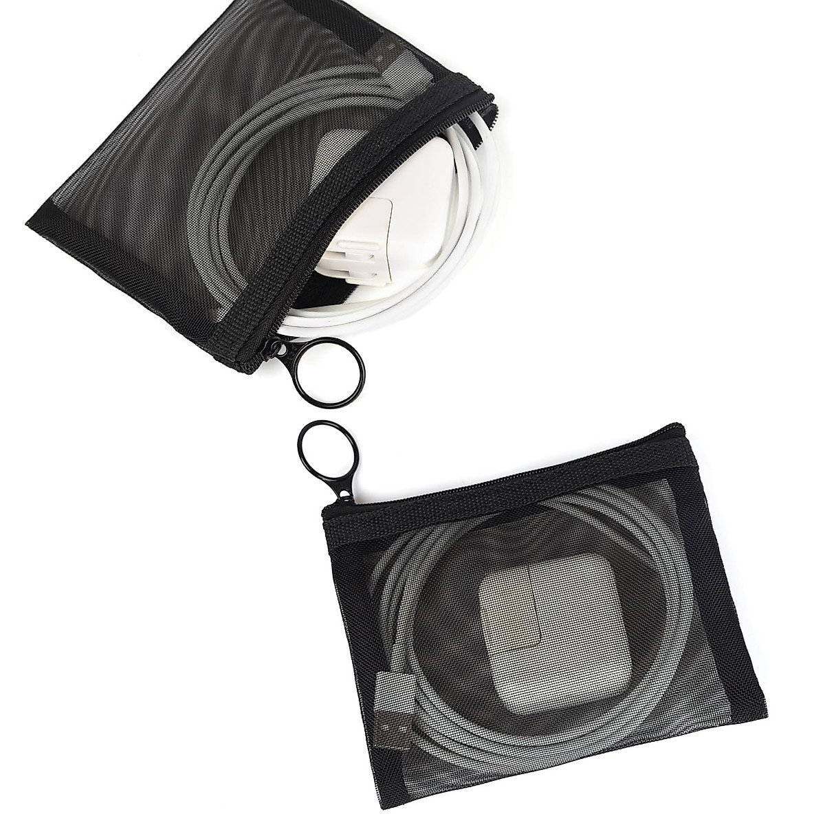 Patu Mini Zipper Mesh Bags, 4" x 5", Size S / A7, 5 Pieces, Beauty Makeup Lipstick Cosmetic Accessories Organizer, Small Travel Kit Storage Pouch, Black