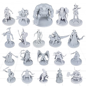 Path Gaming 20 Unique Fantasy Tabletop Miniatures for Dungeons and Dragons Miniatures. 28MM Scaled 20 Unique Designs, Bulk Unpainted Miniatures, Great for D&D Miniatures