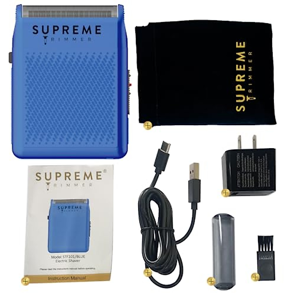 SUPREME TRIMMER Foil Shaver STF101 (150 Min Runtime) & Replacement Cutters SB11 | Solo - Blue