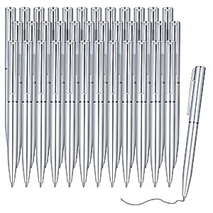 Teling 36 Pcs Small Ballpoint Pen Mini Pens Bulk 4 Inch Short Small Pens Tiny Pen Ink Ballpoint Pens for Notebook Notepads School Office(Silver)