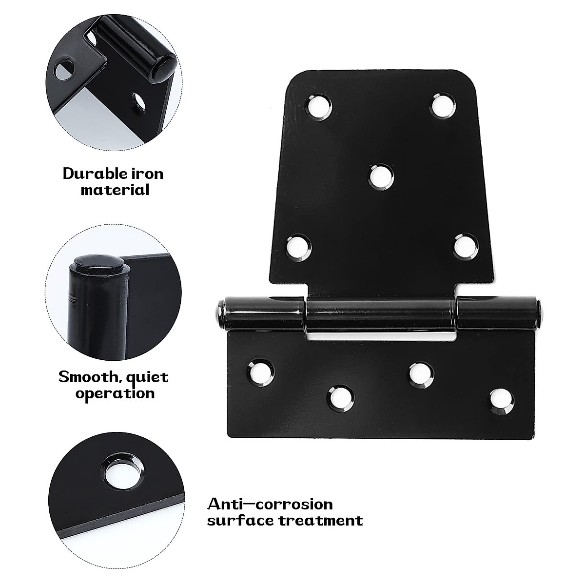 3.5 inch Heavy Duty Gate Hinges 2 Pack, Extra Thickness Black Iron Door Hinges for Shed Barn Wood Fence Gate (Screws Included)