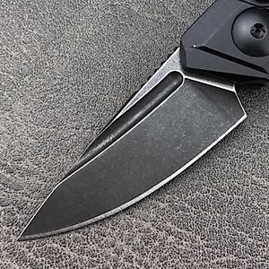 5in Assisted Opening Pocket Knife, Push Button Lock EDC Folding Knife for Camping, D2 Blackwashed Blade, G10 Handle with Belt Clip, Gift for Man