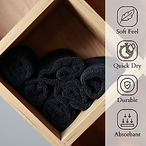 GOLD TEXTILES Premium Black Hand Towels for Bathroom -100% Ring Spun Cotton (4 Pack, 16x30 Inches) Luxury Soft Absorbent & Quick Dry, Large Bathroom Hand Towel Perfect for Hotel, Salon, Gym & Spa