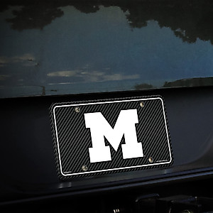 Rico Industries NCAA Michigan Wolverines Carbon Fiber Metal Auto Tag 8.5" x 11" - Great for Truck/Car/SUV