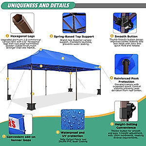 COBIZI 10x20 Pop Up Canopy Tent Heavy Duty with 6 Removable Sidewalls, Commercial Heavy Duty Pop Up Tent for Parties All Weather Waterproof and UV 50+ Wedding Tent with Roller Bag(Legs Upgraded)